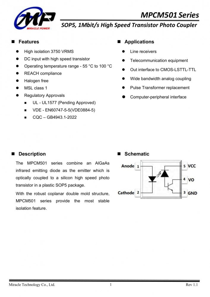MPCM501(T1)-GV datasheet page 1