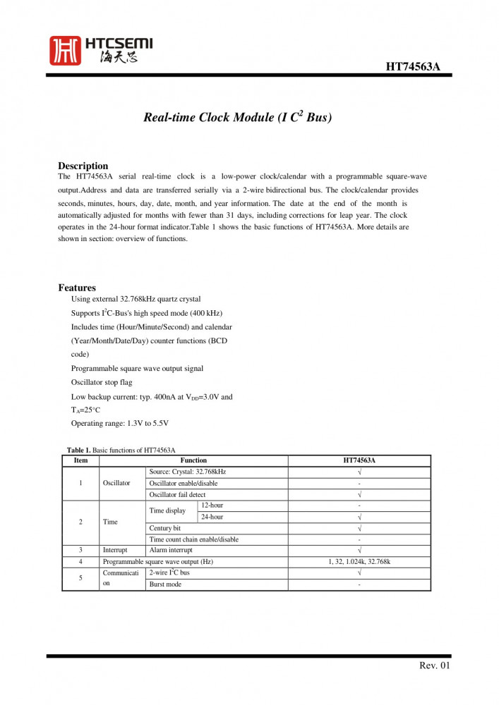 HT74563ARQZ datasheet page 1