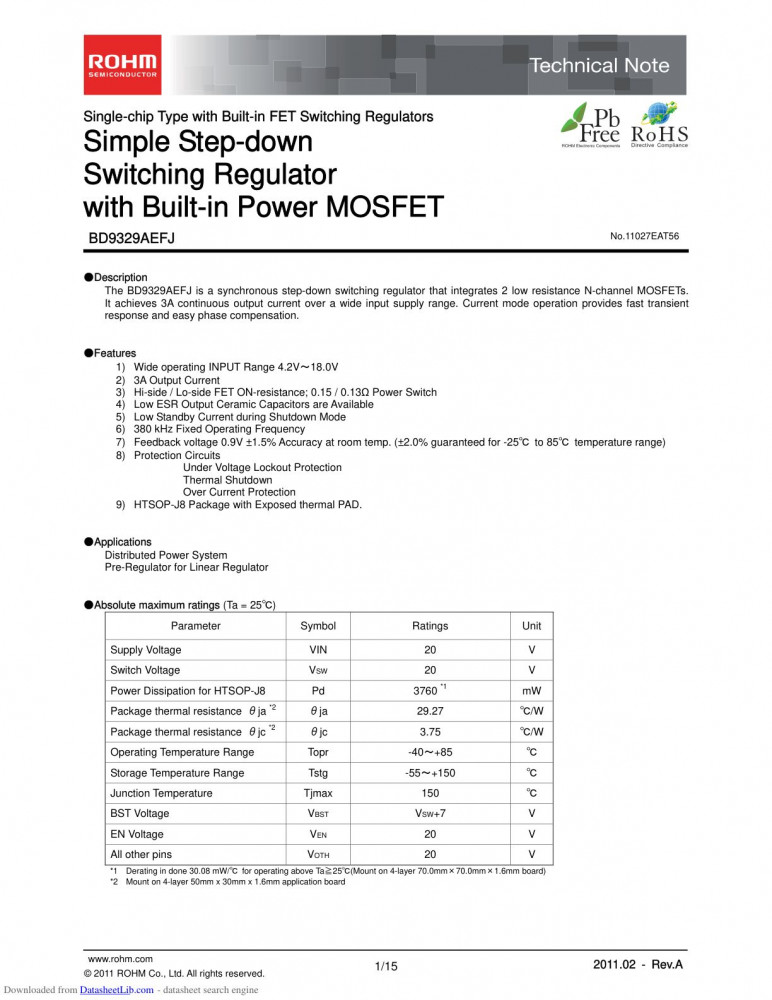 BD9329EFJ-E2 datasheet page 1