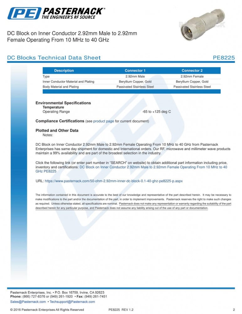 PE8225 technical datasheet page 2