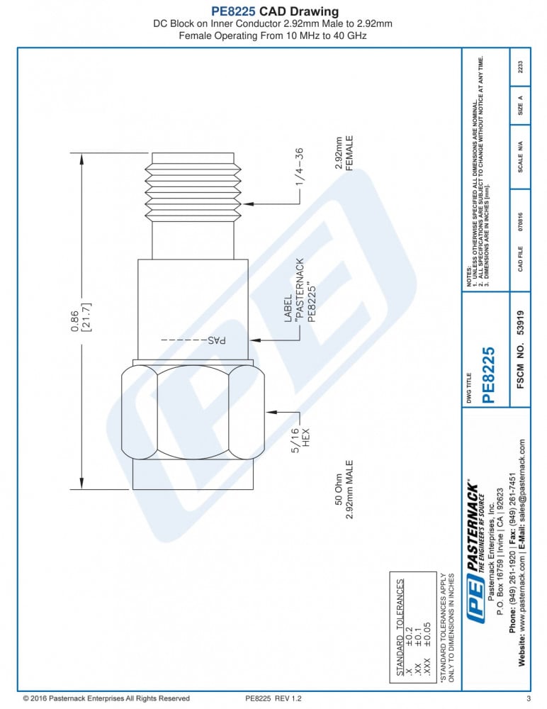 PE8225 technical datasheet page 3