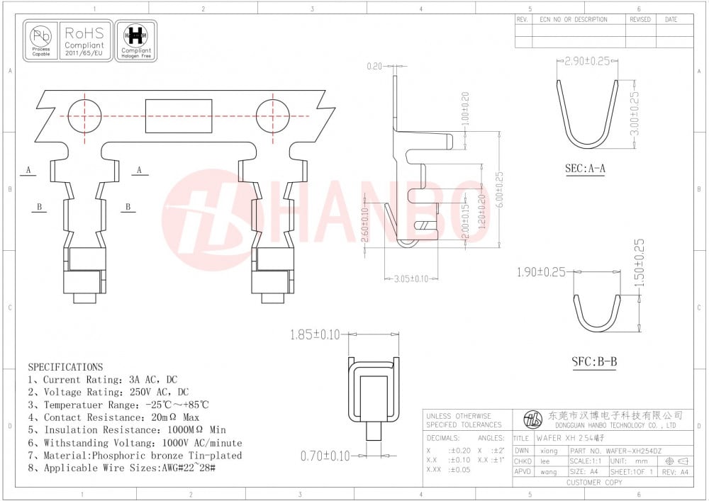 WAFER-XH254JK-7A technical document page 1