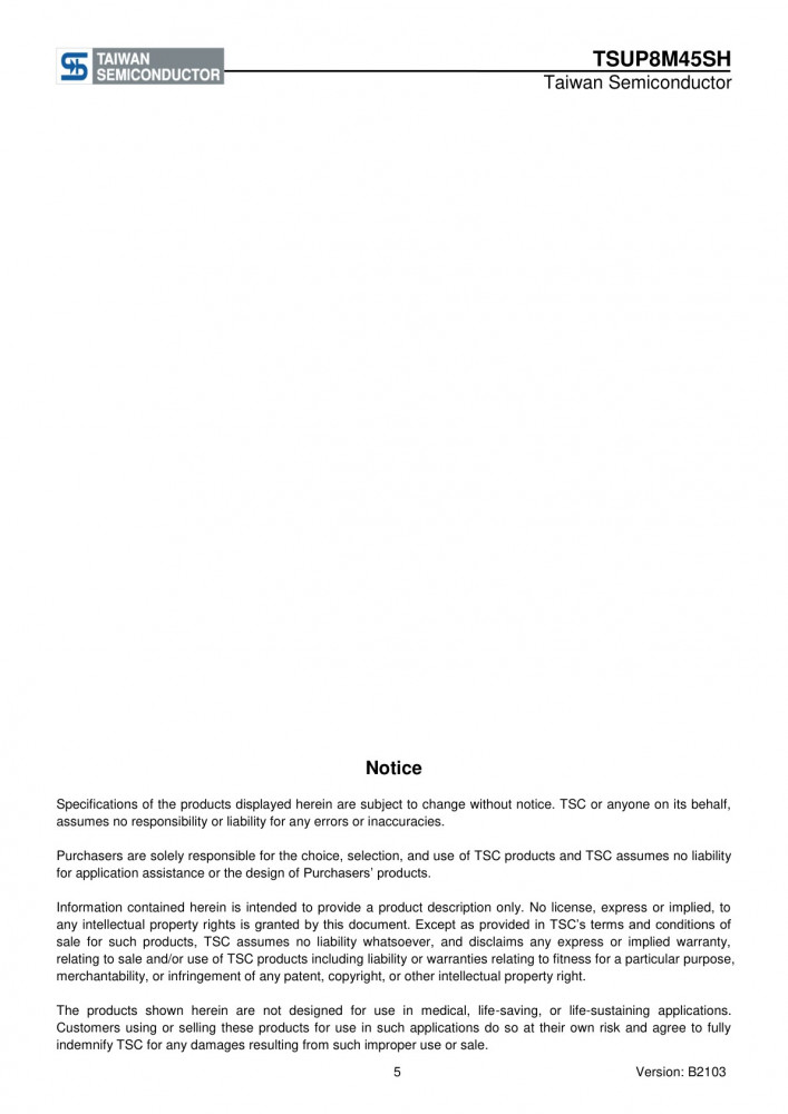 TSUP8M45SH datasheet page 5