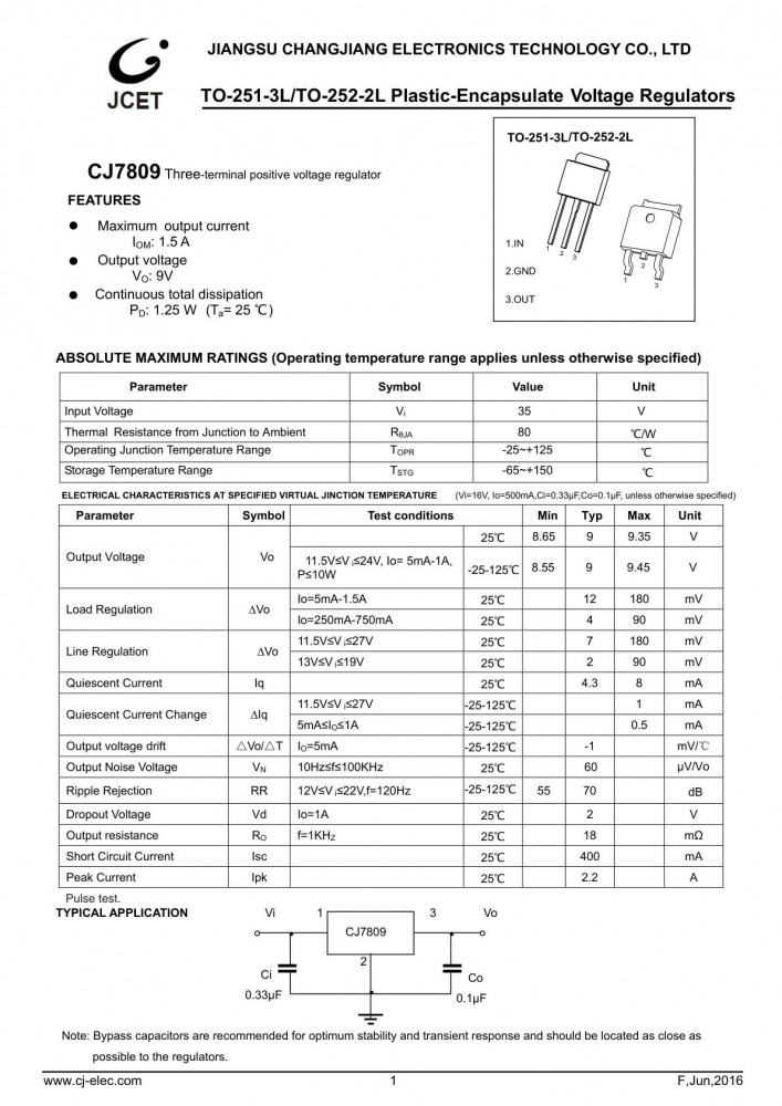CJ7809 datasheet page 1