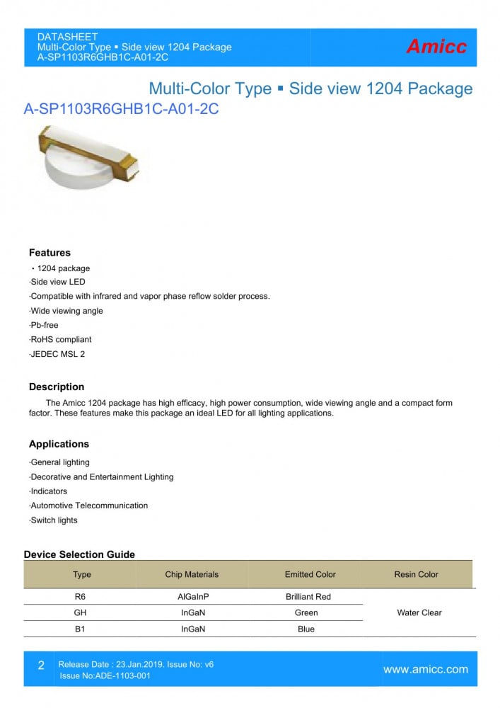 A-SP1103R6GHB1C-A01-2C datasheet page 2