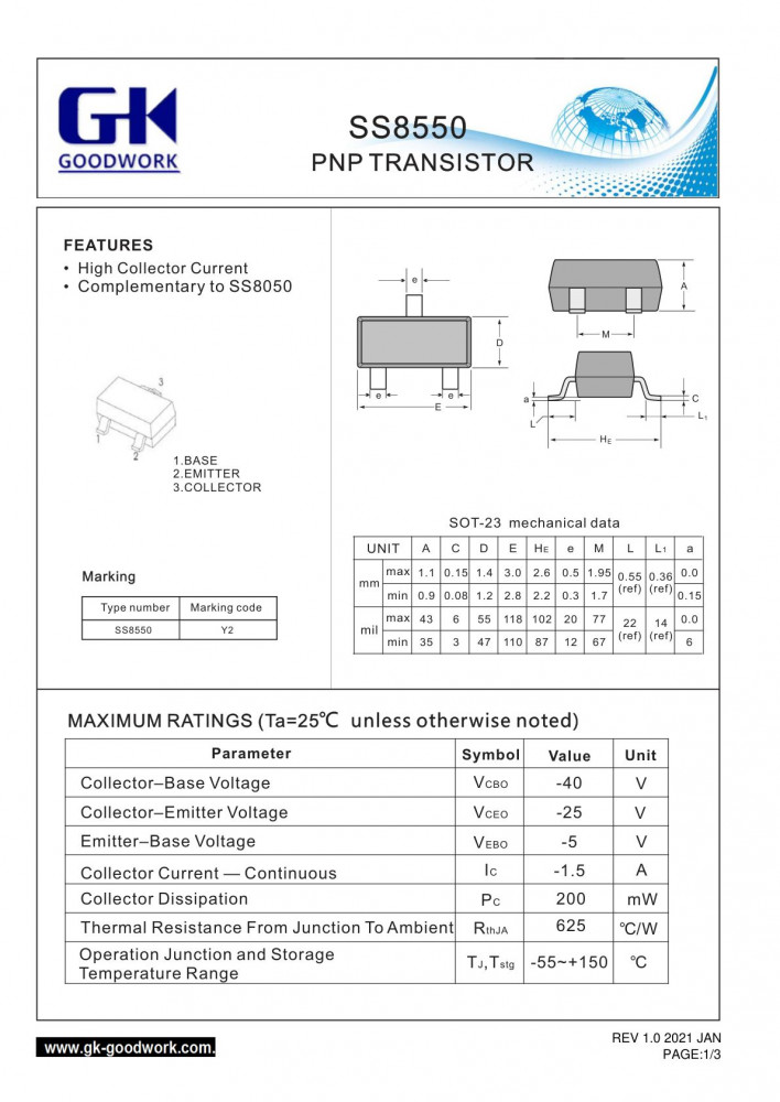 GOODWORK SS8550 datasheet page 1
