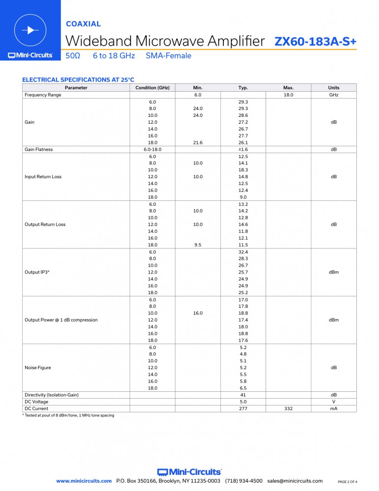 ZX60-183A-S+ technical document page 2