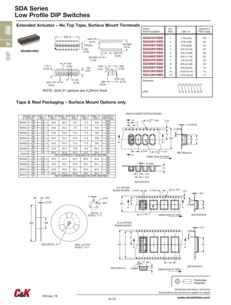 C&K SDA series datasheet page 4
