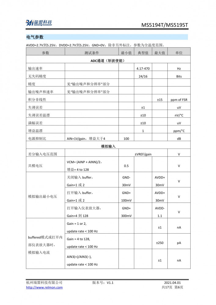 MS5195T datasheet page 6