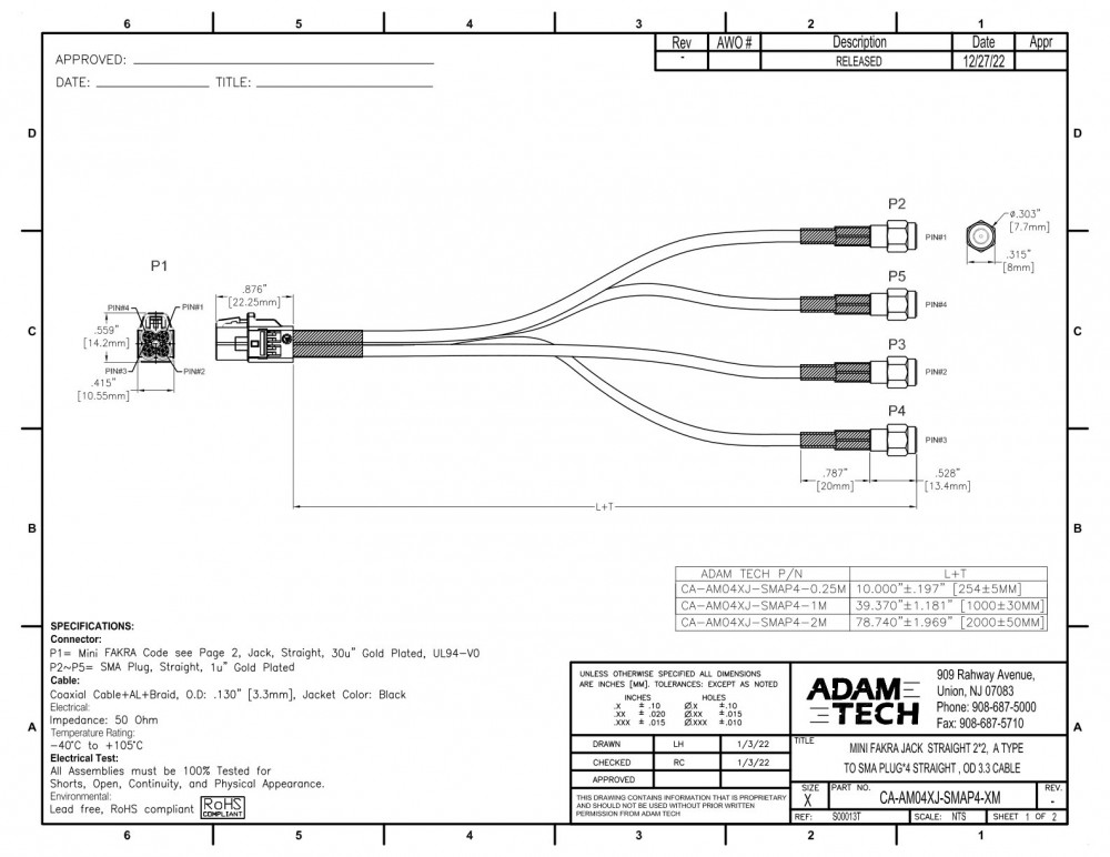 CA-AM04ZJ-SMAP4-1M technical drawing page 1