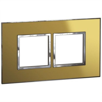 Arteor - British standard plate for switched sockets 1 gang - Glossy stainless steel - Black finish - For 5A 13A socket outlet