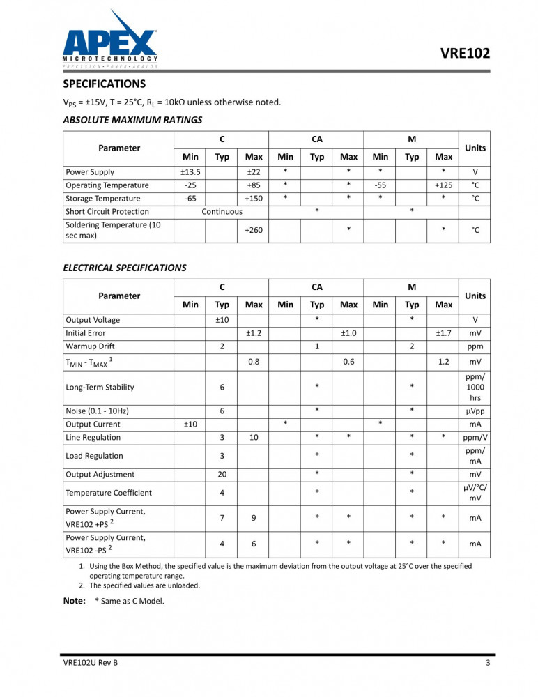 VRE102 datasheet page 3