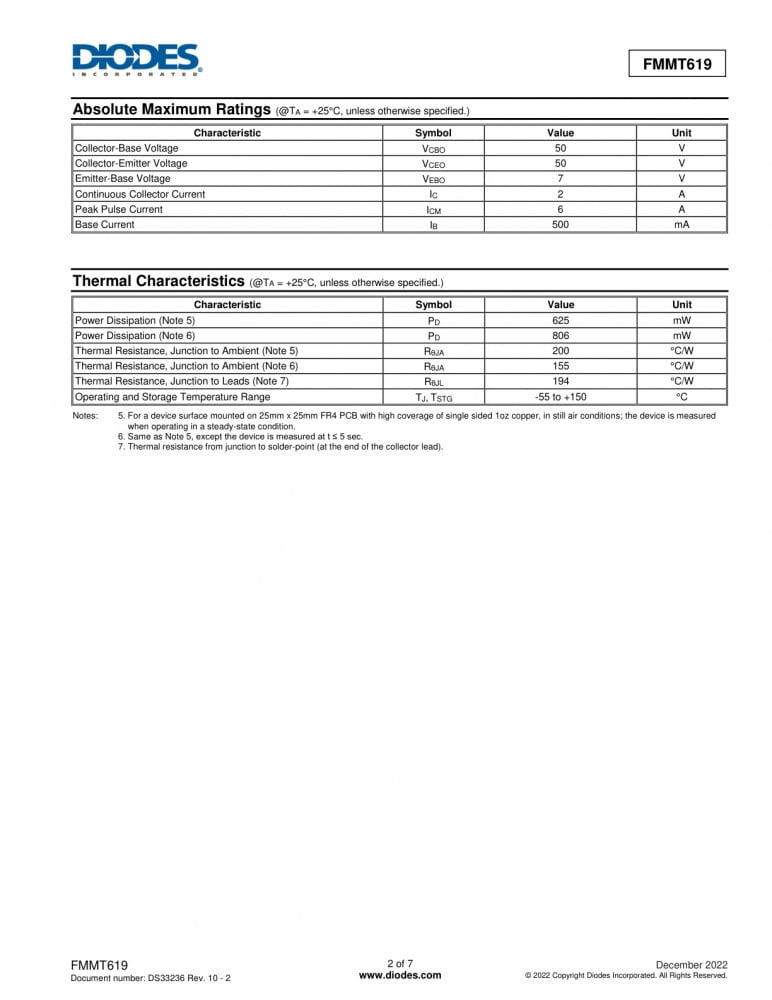 FMMT619TA datasheet page 2