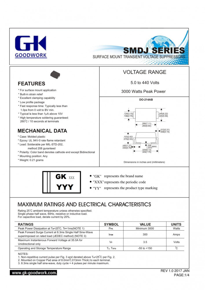 GOODWORK SMDJ30A datasheet page 1