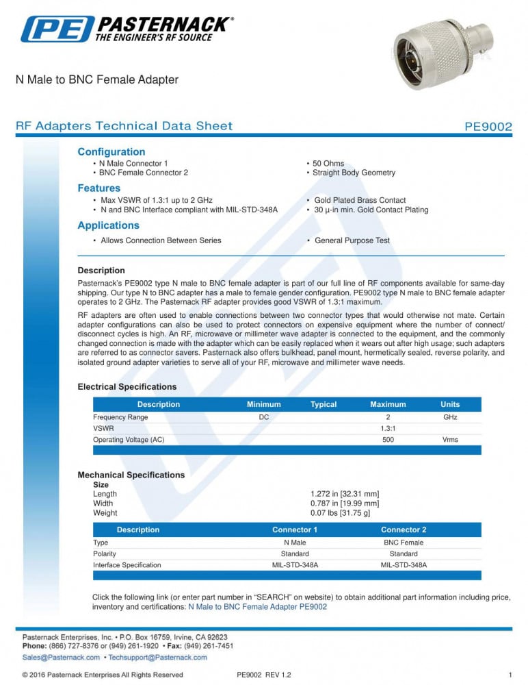 PE9002 technical document page 1