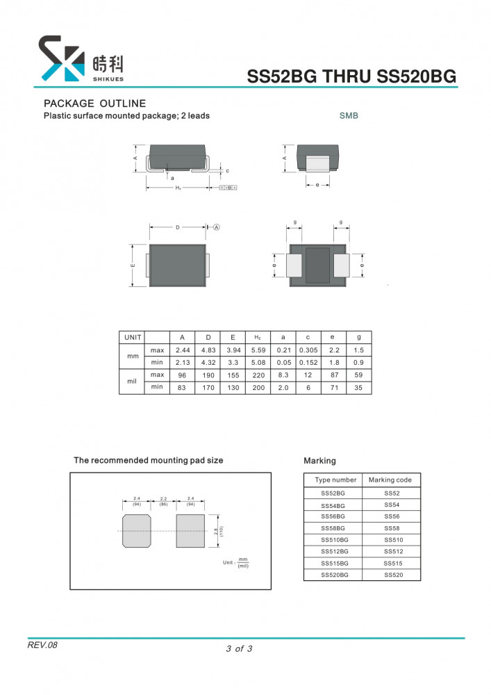 SS520BG datasheet page 3
