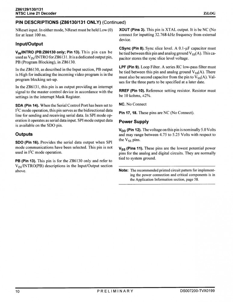 Z86129 datasheet page 10