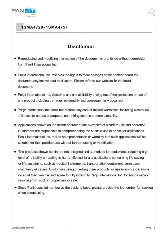 PANJIT 1SMA4733 datasheet page 8