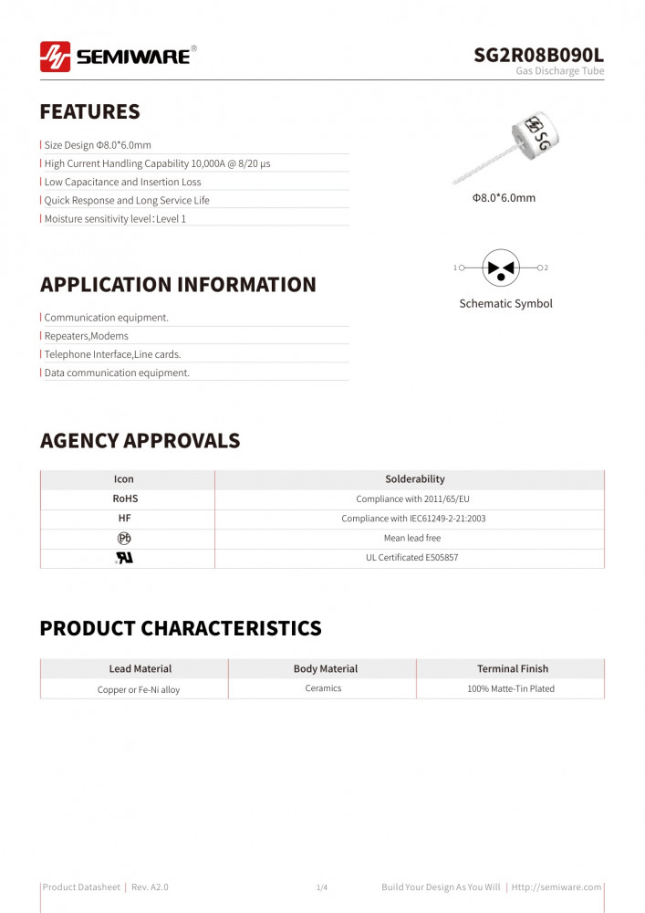 SEMIWARE SG2R08B090L datasheet page 1