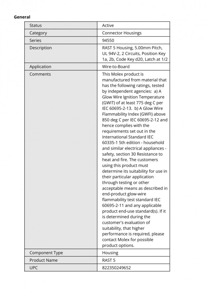Technical document page 2 for MOLEX 945504102