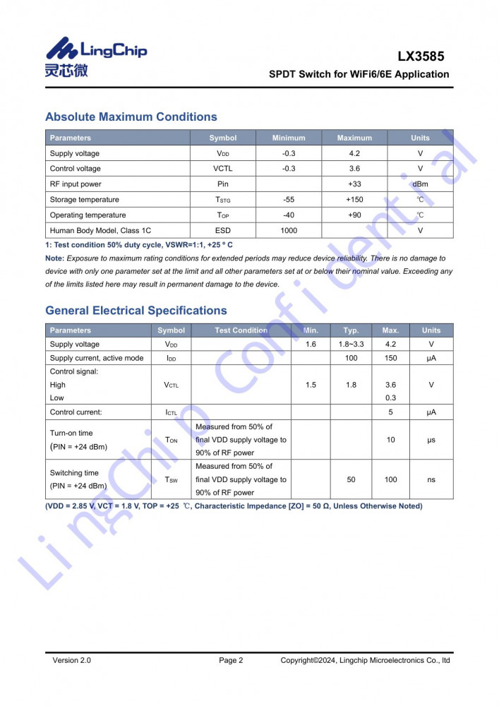 LX3585 datasheet page 2