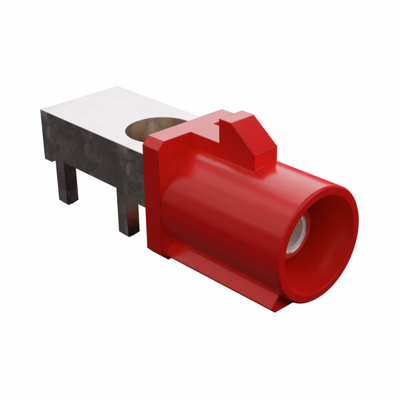 FAKRA Jack, Right-Angle, PCB Receptacle, Through Hole, Die Cast Body, Tin (Sn) Plated, Pin in Paste, Tape and Reel, Keying Code L, Carmine Red, 50 Ohms for sale