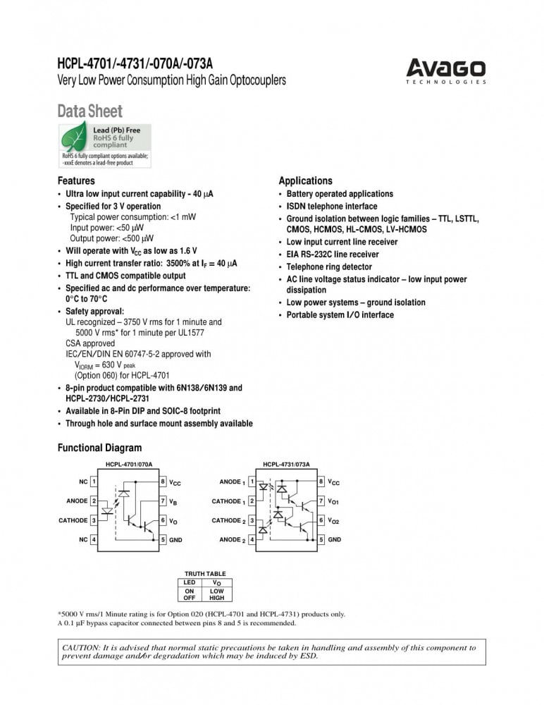 HCPL-4701 datasheet page 1