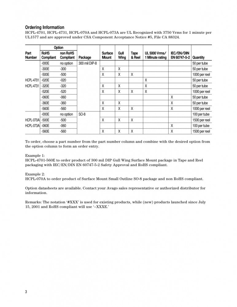 HCPL-4701 datasheet page 3