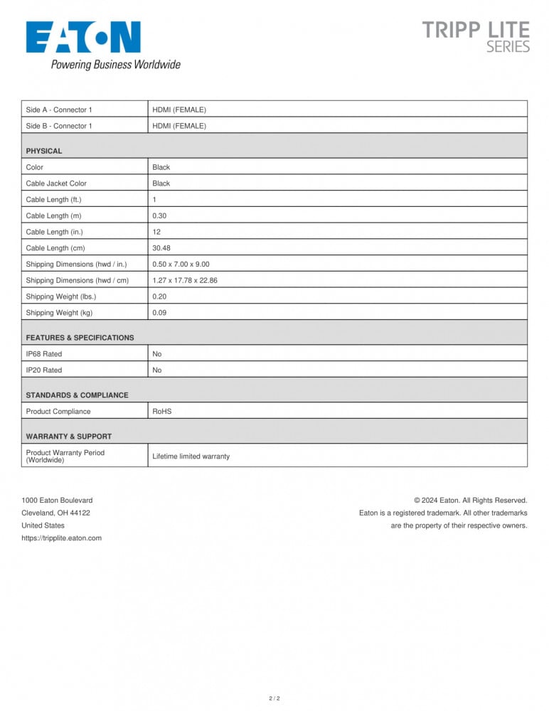 EATON P164-001-KPA-BK technical document page 2