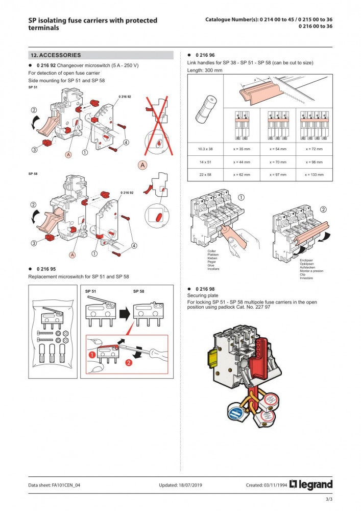 Legrand SP isolating fuse carriers technical document, page 3
