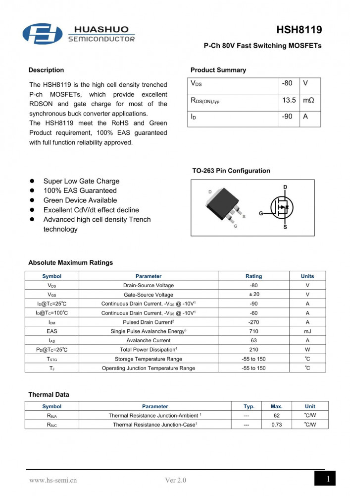 HSH8119 datasheet page 1