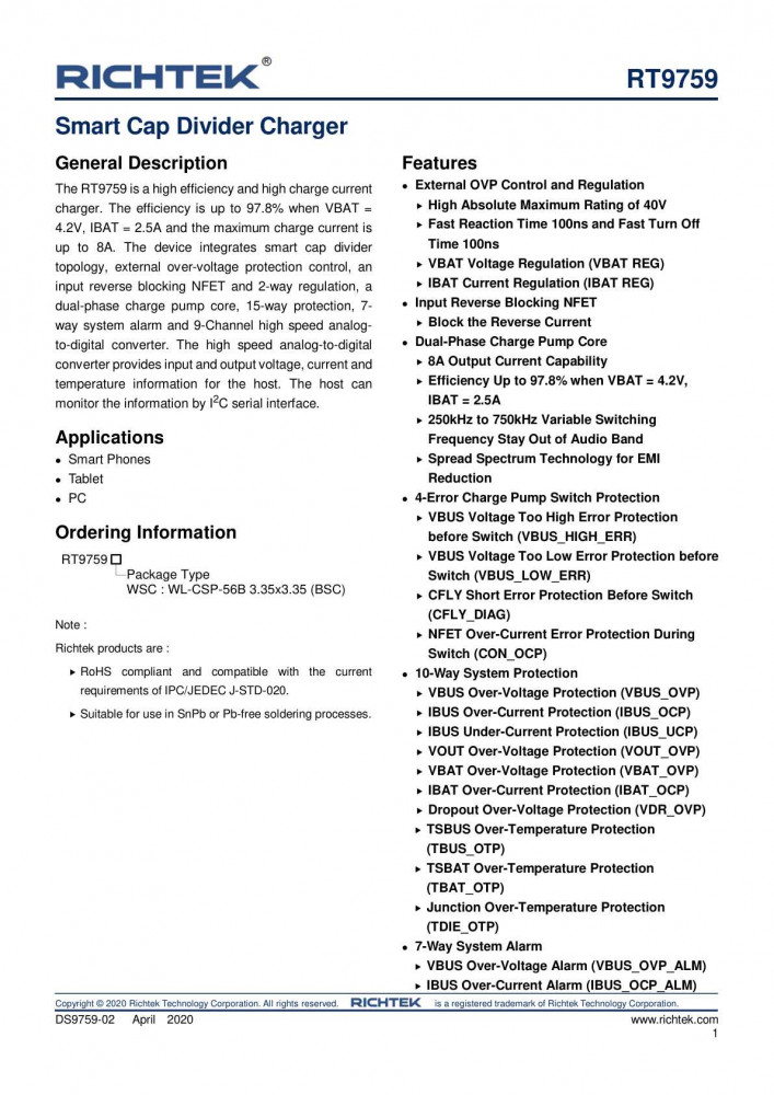RT9759 datasheet page 1