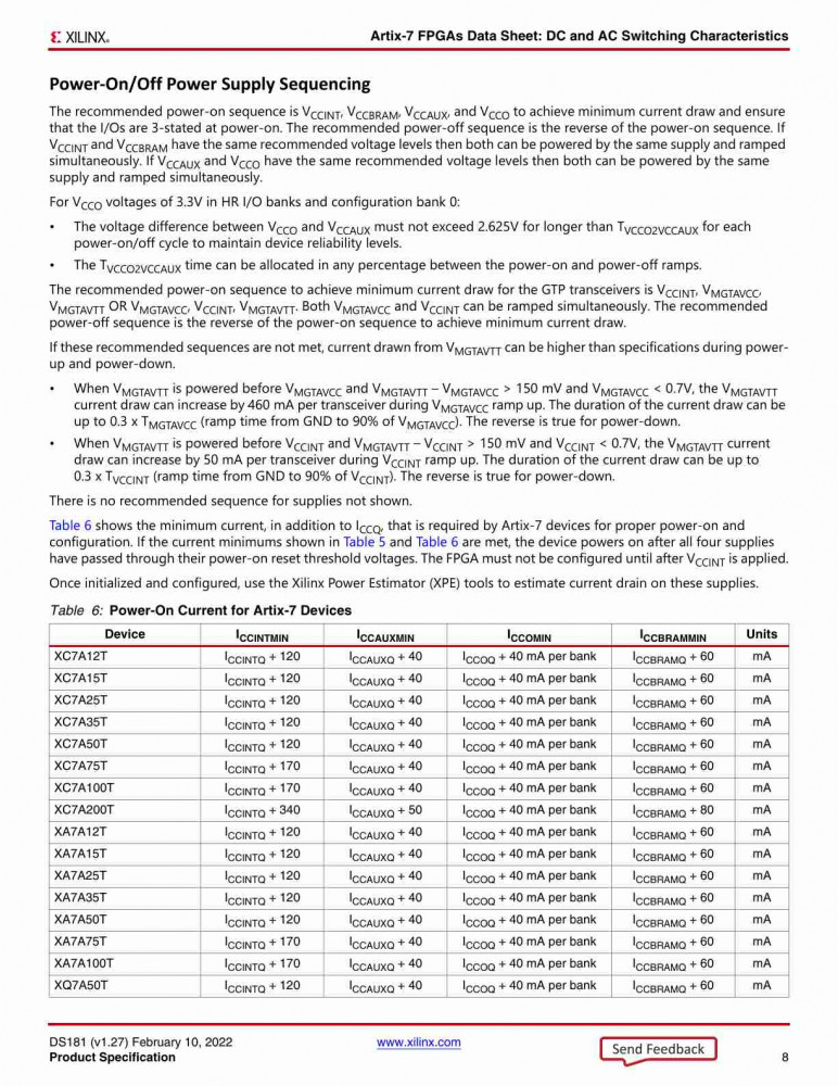 XA7A100T technical document page 8