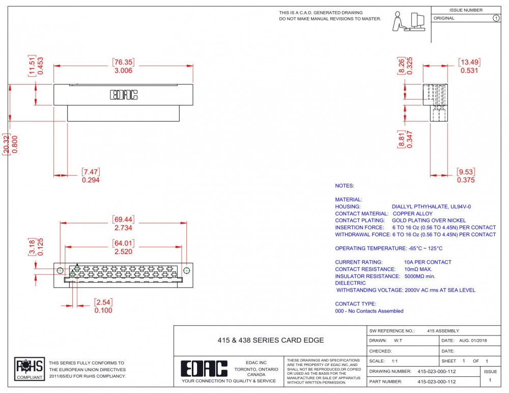 EDAC 415-023-000-112 technical drawing