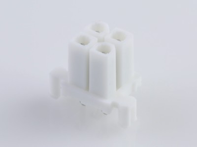 Mini-Fit Plus PCB Receptacle, 4.20mm Pitch, Dual Row, Vertical, Blind Mating, 4 Circuits, with Snap-in Plastic Peg PCB Lock, PA Polyamide Nylon 6/6, UL 94V-0, Tin (Sn) Over Nickel (Ni) Plating for sale