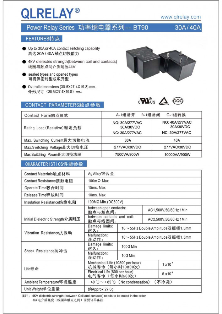 BT90 datasheet page 1
