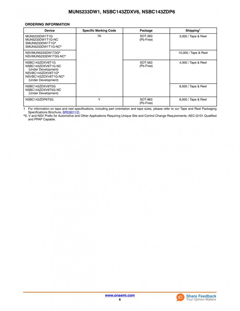 MUN5233DW1T1G datasheet page 6