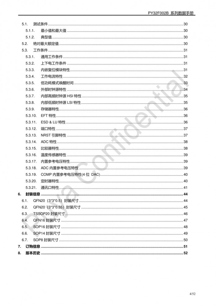PY32F002B datasheet page 4