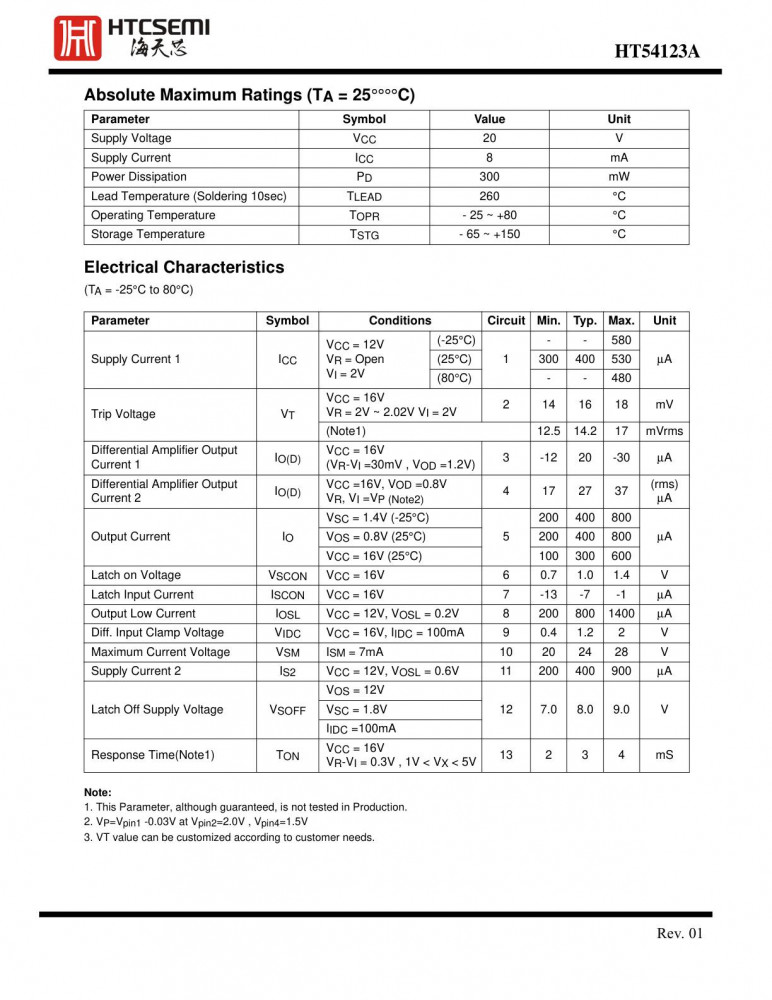 HT54123ARZ datasheet page 2