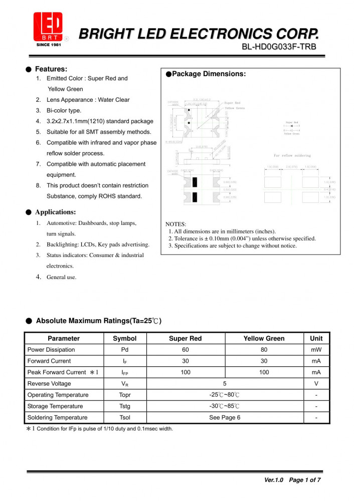 BL-HD0G033F-TRB datasheet page 1