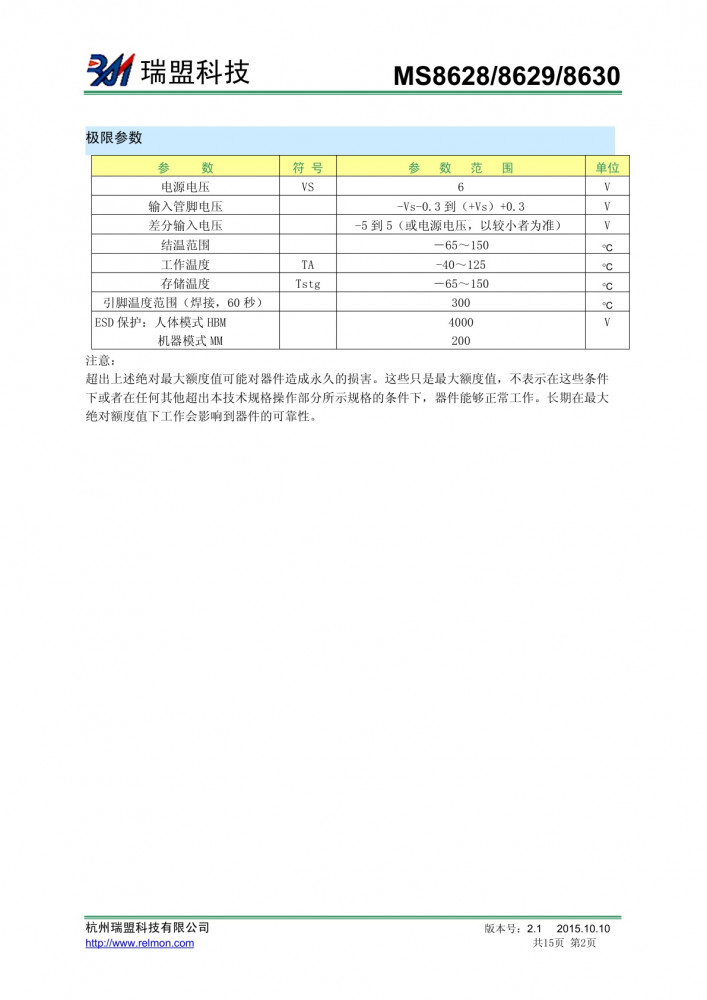 MS8629 datasheet page 2