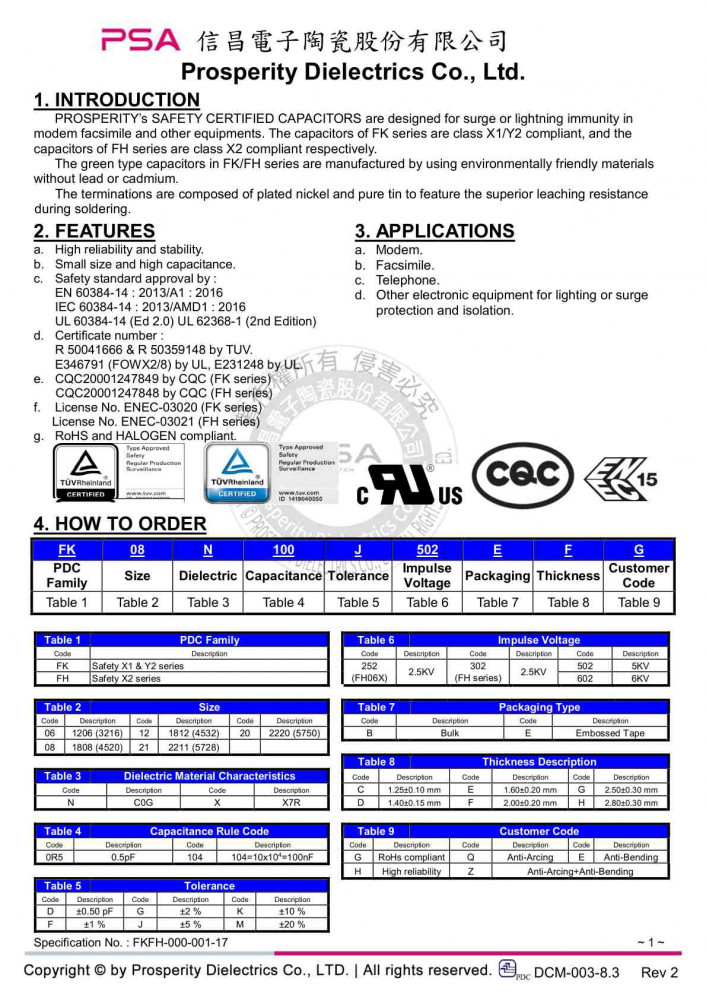 PSA FK FH datasheet page 3