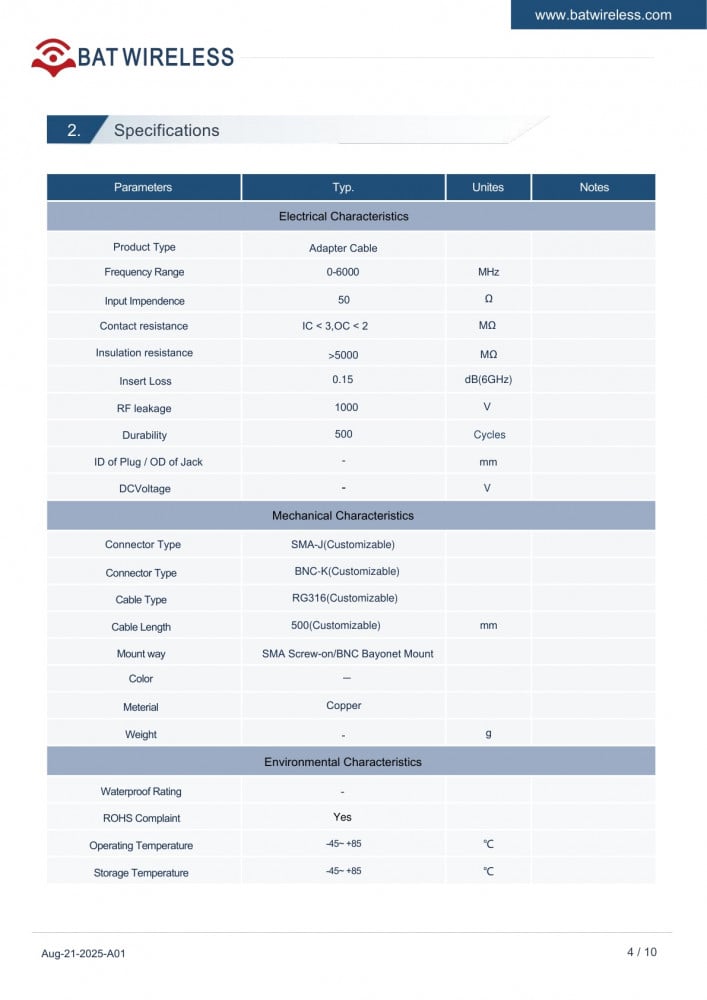 BWSMAJ-BNCK-RG316L500 datasheet page 4