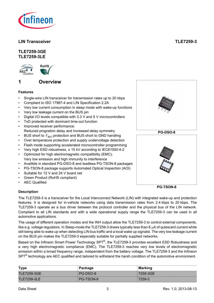 TLE7259-3 datasheet page 3