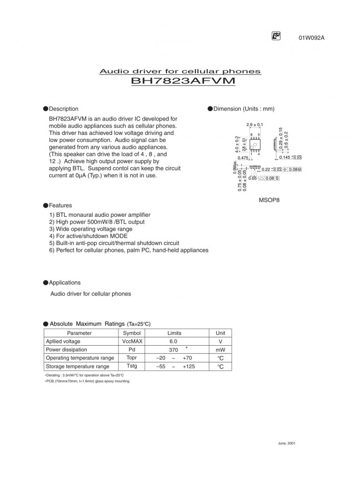 BH7823AFVM technical document page 1