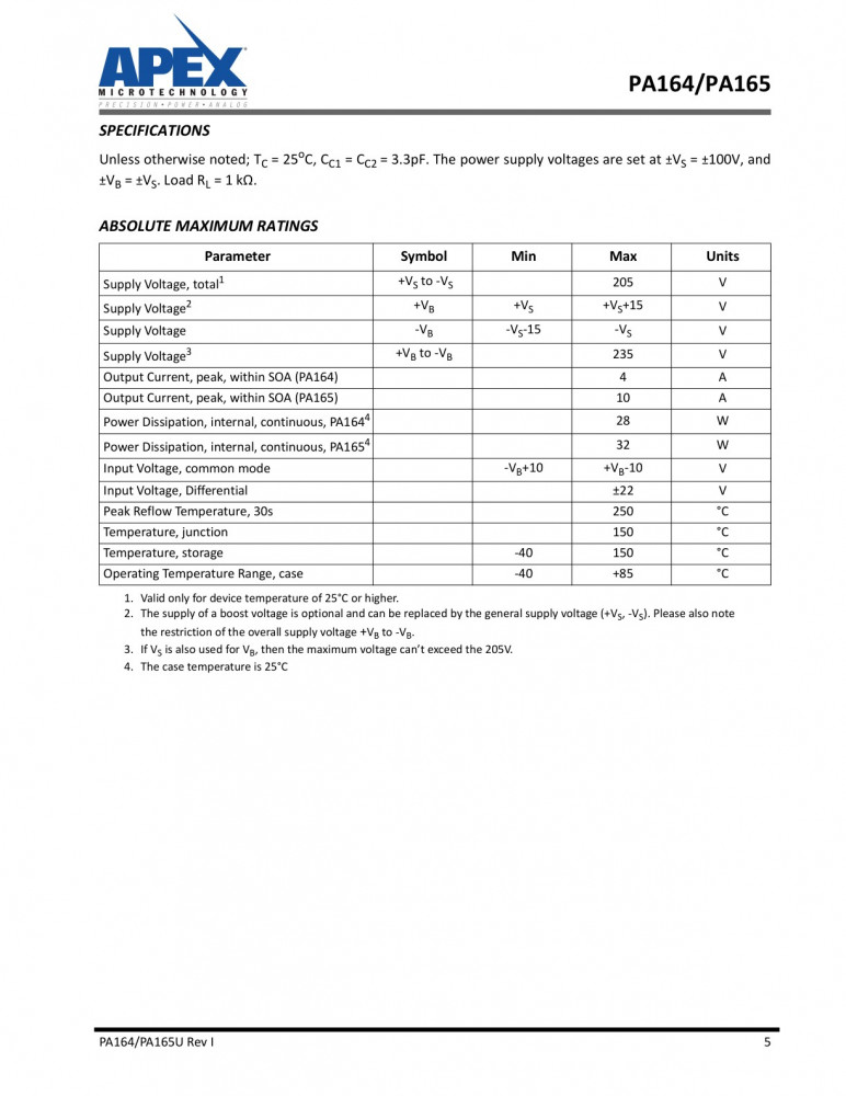 PA165 datasheet page 5