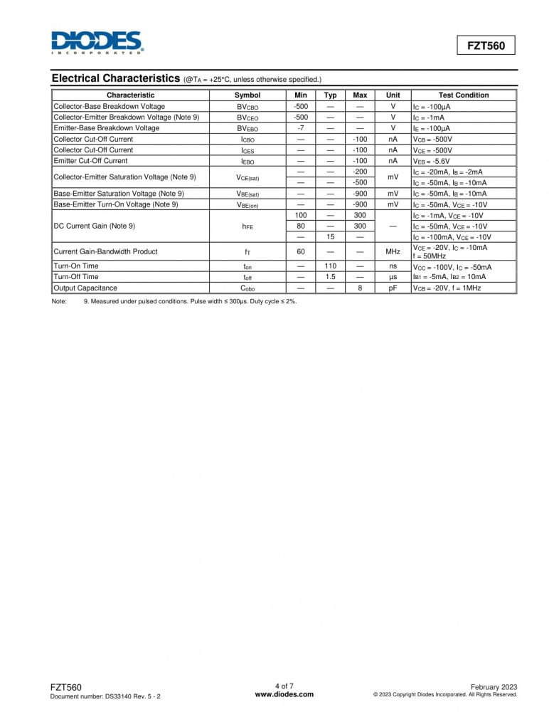 FZT560TA datasheet page 4