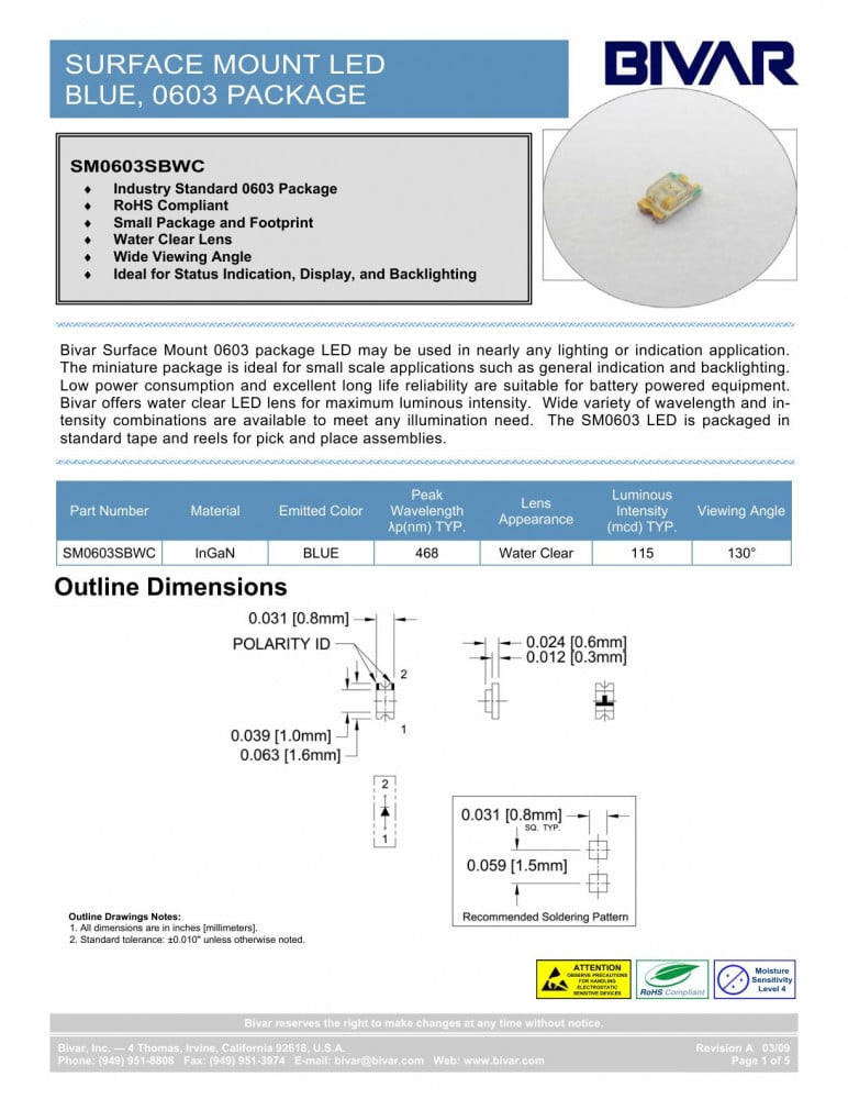 SM0603SBWC datasheet page 1