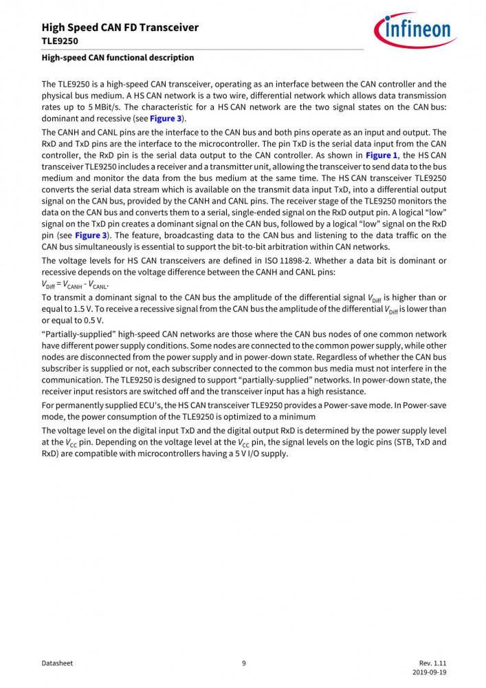 TLE9250 datasheet page 9