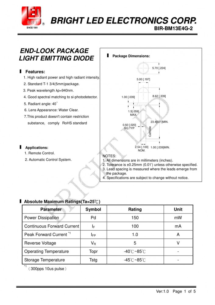 BIR-BM13E4G-2 datasheet page 2